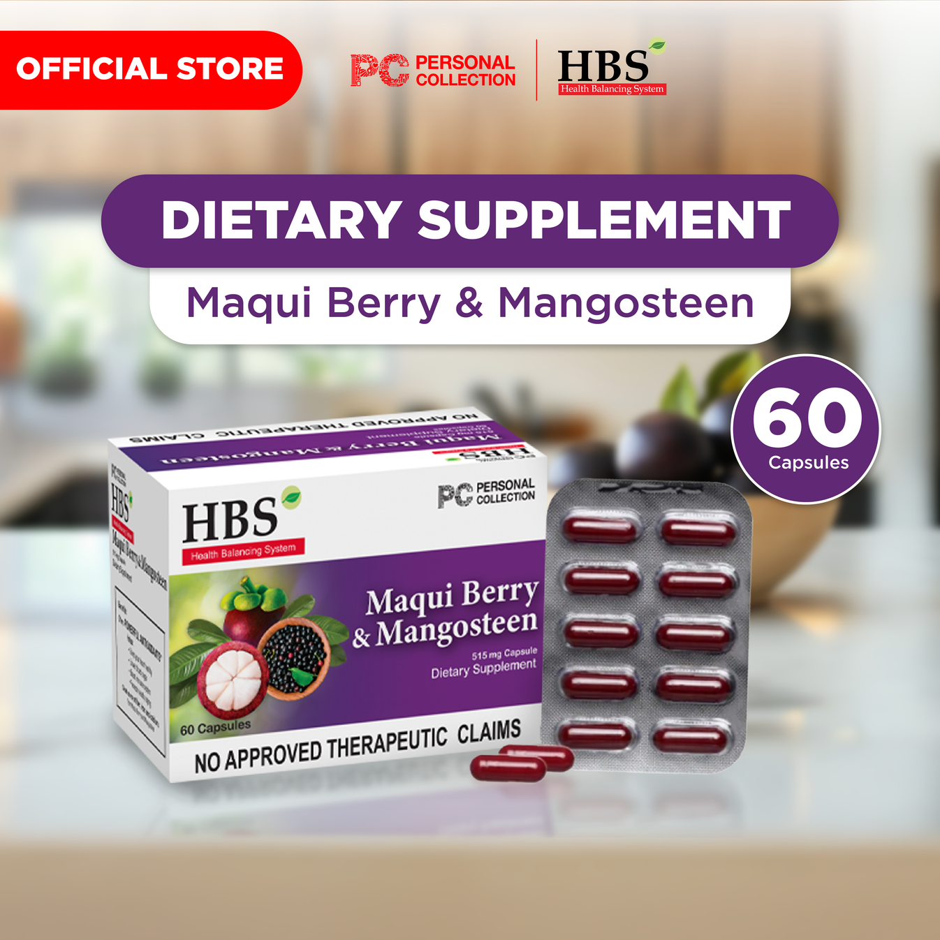 HBS Maqui Berry & Mangosteen Food Supplement Capsule 60s – PC Starter