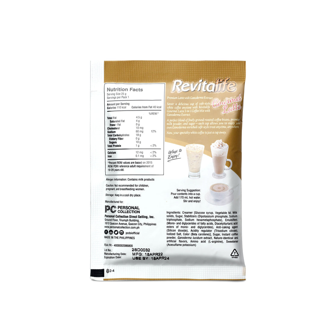 Revitalife Gourmet Latte 20g x 20 sachets/pouch – PC Starter